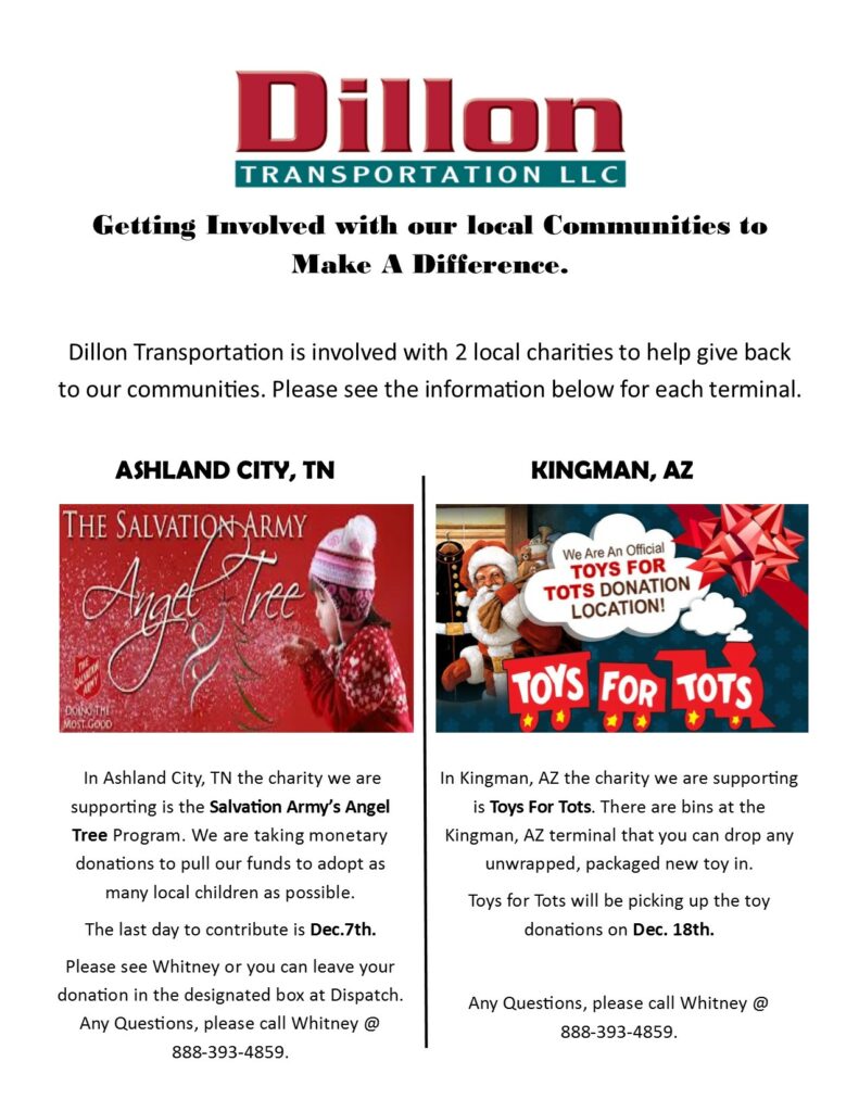 Dillon Getting Involved - Dillon Transportation LLC